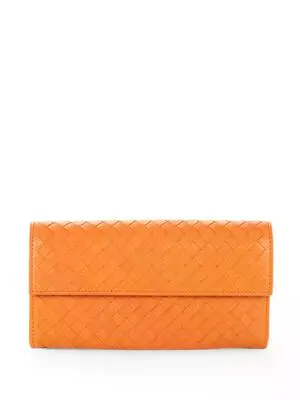 Bottega Veneta Intrecciato Flap Wallet - Orange