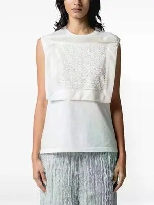 MULLER OF YOSHIOKUBO Lace-panel Sleeveless Top - White