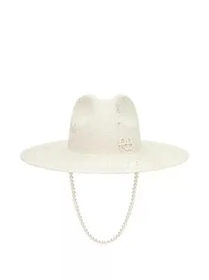 Ruslan Baginskiy Logo-appliqué Faux-pearl Fedora Hat