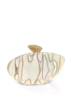Benedetta Bruzziches Mini Armonia Marble-effect Clutch Bag - Neutrals
