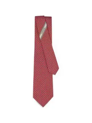 FERRAGAMO Link-print Silk Tie