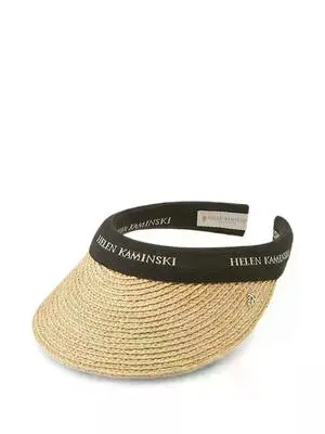 Helen Kaminski Logo-embroidered Raffia Visor - Neutrals