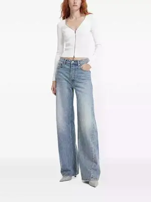 Alexander Wang Ribbed Knit Zip-fastening V-neck Cardigan - White