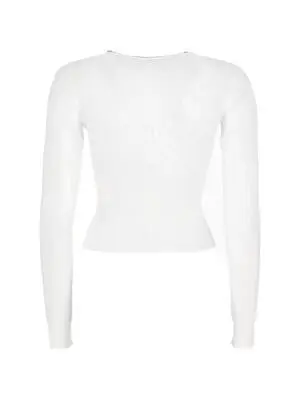 Alexander Wang Ribbed Knit Zip-fastening V-neck Cardigan - White