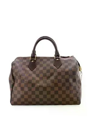 LOUIS VUITTON Speedy Handbag Damier 30 Satchel - Brown