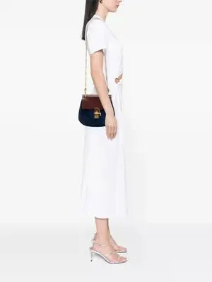 Chloé Drew Bicolor Suede And Calfskin Crossbody Bag - Red