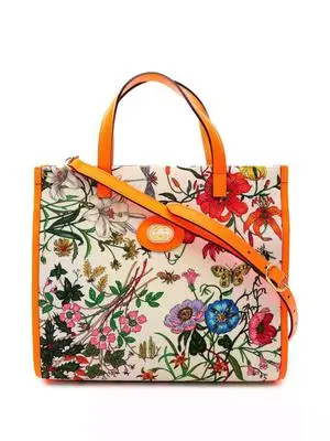 Gucci 2000-2015 Medium Canvas Flora Satchel - White