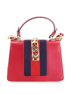Gucci Sylvie Top Handle Bag Leather Mini Satchel - Red