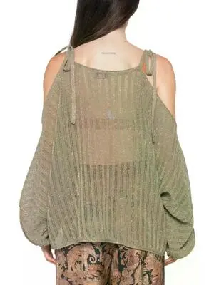 JIJIL Metallic Effect Cold-shoulder Jumper