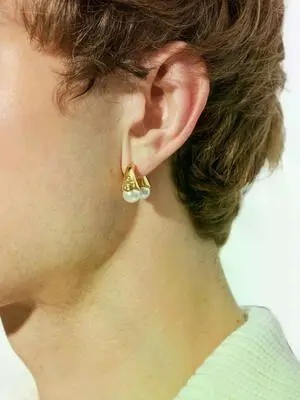 Casablanca Lotus Logo-detail Pearl Earrings - Gold