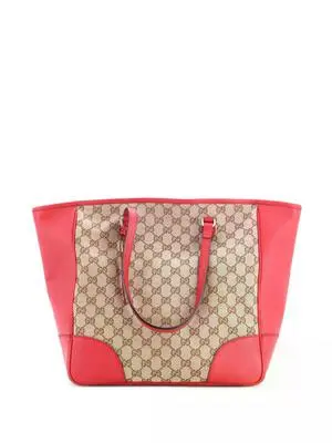 Gucci Gg Canvas Leather Medium Tote Bag - Brown