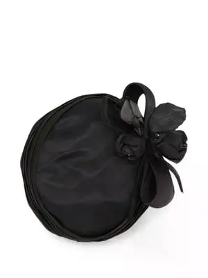 Vintage Bow-embellished Floral-detail Hat - Black