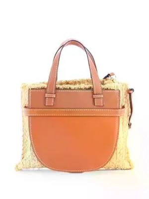 Loewe Gate Leather And Straw Small Tote Bag - Brown