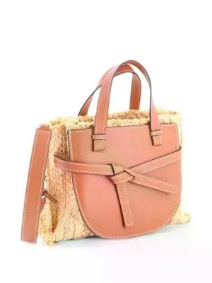 Loewe Gate Leather And Straw Small Tote Bag