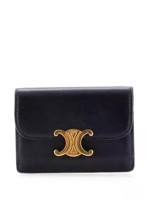 Celine Triomphe Case Leather Card Holder - Black