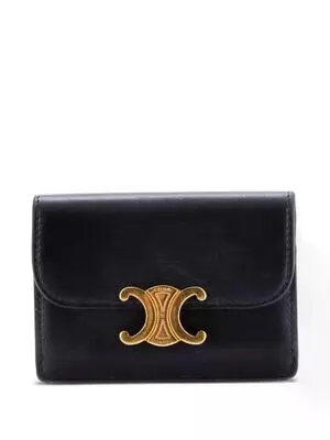 Celine Triomphe Case Leather Card Holder - Black
