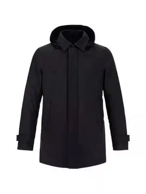 Herno Hooded Concealed-fastening Coat - Black