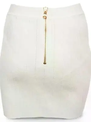 Balmain Button-embellished Rib-knit Fitted Mini Skirt