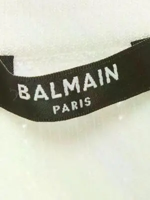 Balmain Button-embellished Rib-knit Fitted Mini Skirt
