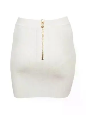 Balmain Rib-knit Mini Skirt With Button Embellishments - White