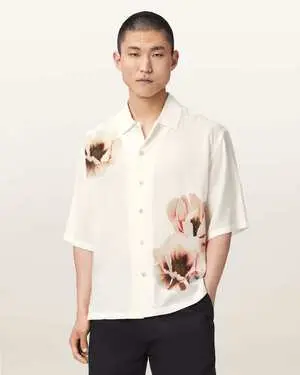 ALLSAINTS Floraison Short Sleeve Oversized Shirt - Ecru