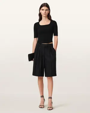 ALLSAINTS Cruz Hally Ribbed Knit Top - Black