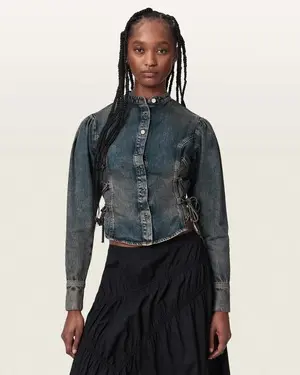 ALLSAINTS Evanna Denim Fitted Shirt - Blue
