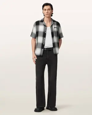 ALLSAINTS Fade Out Short Sleeve Check Shirt - Grey