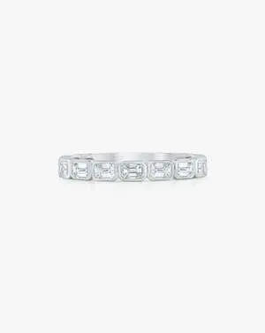Ring Concierge Lab Diamond Sideways Emerald Bezel Band Platinum - One-color