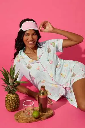 PJ Salvage It's Five O'clock Somewhere Cocktail Print 3-piece Pajama Set
