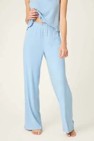 PJ Salvage More Amour Pointelle Open Leg Pants - Blue Dream