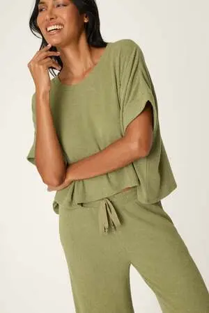PJ Salvage Soft Olive Rib Knit Lounge Pajama Set