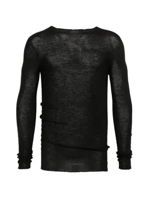 Rick Owens Ribbed Round Neck - Black