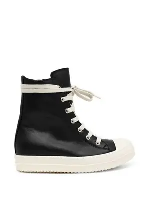Rick Owens Leather Lace-up High Top Sneakers