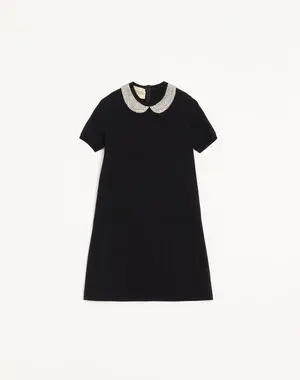 Valentino Garavani Embroidered Stretch Viscose Dress - Black