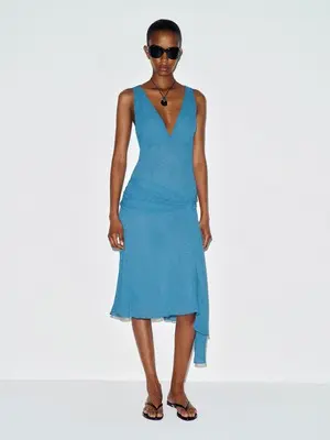 REFORMATION Vera-lilly Sleeveless V-neck Midi Dress - Blue
