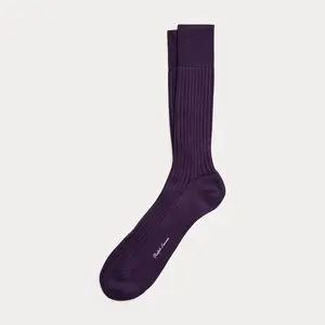 Ralph Lauren Rib-knit Cotton Trouser Socks Deep Purple