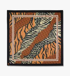 Mcm Animalier Silk Scarf - Cognac
