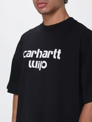 Carhartt Work In Progress Front Logo Print Cotton T-shirt - Black