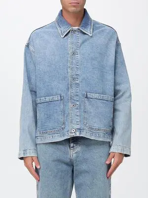 Emporio Armani Relaxed Fit Cotton Denim Shirt Jacket With Patch Pockets - Blue