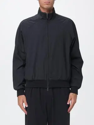 Emporio Armani Wool-blend Bomber Jacket With High Neck And Tone-on-tone Logo - Grey