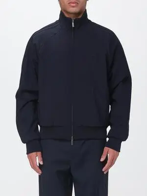 Emporio Armani Emporio Armani Wool-Blend Bomber Jacket With High Neck And Tone-on-Tone Logo Navy