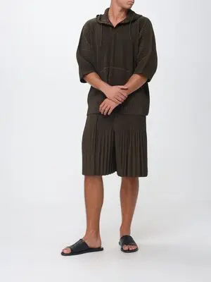 Issey Miyake Homme Plissé Textured Pleated Hoodie - Brown