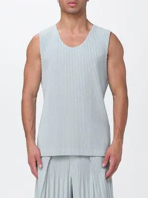 Issey Miyake Homme Plissé Pleated Technical Crêpe U-neck Tank Top - Grey
