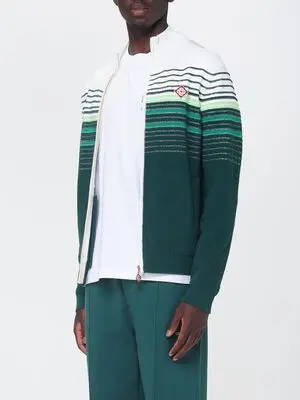 Casablanca Striped Knit Zip-up Cardigan