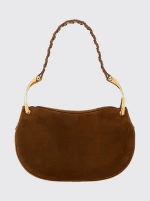Alexander McQueen Suede Handbag With Gold Tone Hoop Handle
