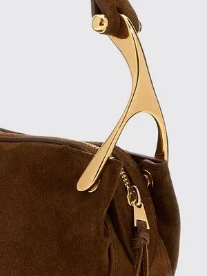 Alexander McQueen Suede Handbag With Gold Tone Hoop Handle