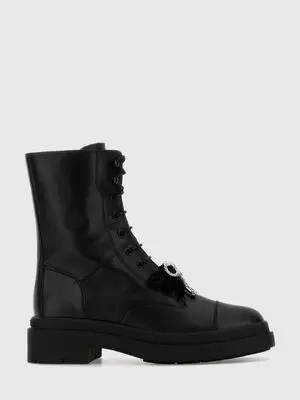 JIMMY CHOO Leather Lace-up Boots With Embellishment - Black