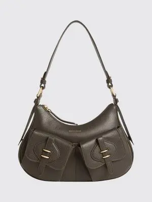COCCINELLE Mavery Grained Leather Shoulder Bag - Grey