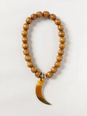 ALLUJEWELS Wood And Resin Choker Necklace With Charms - Beige